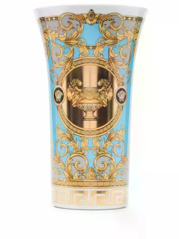 Versace Barocco-print Porcelain Vase - Blue