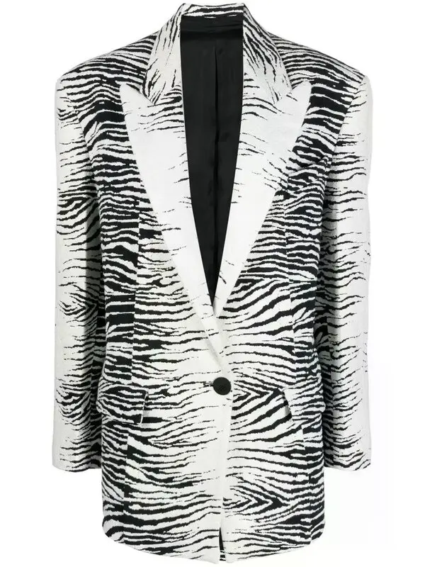 Attico Zebra-print Single-breasted Blazer - White
