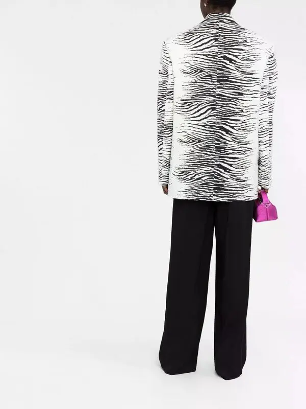 Attico Zebra-print Single-breasted Blazer