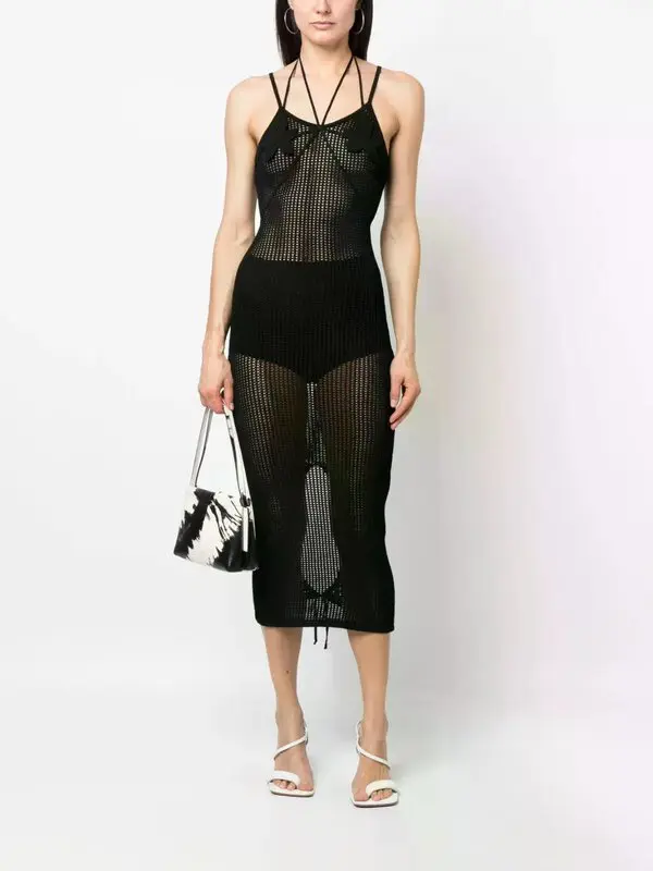 ANDREĀDAMO Fishnet-knit Midi Dress