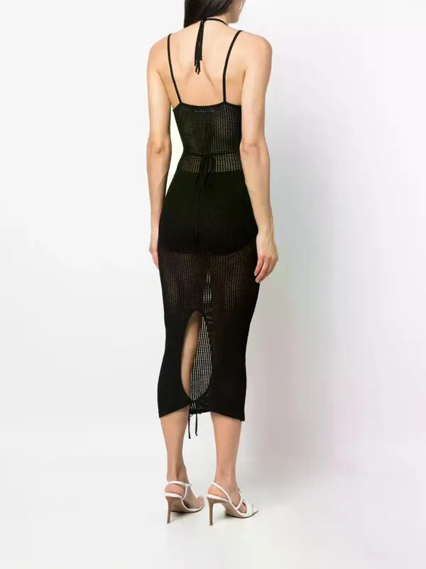 ANDREĀDAMO Fishnet-knit Midi Dress