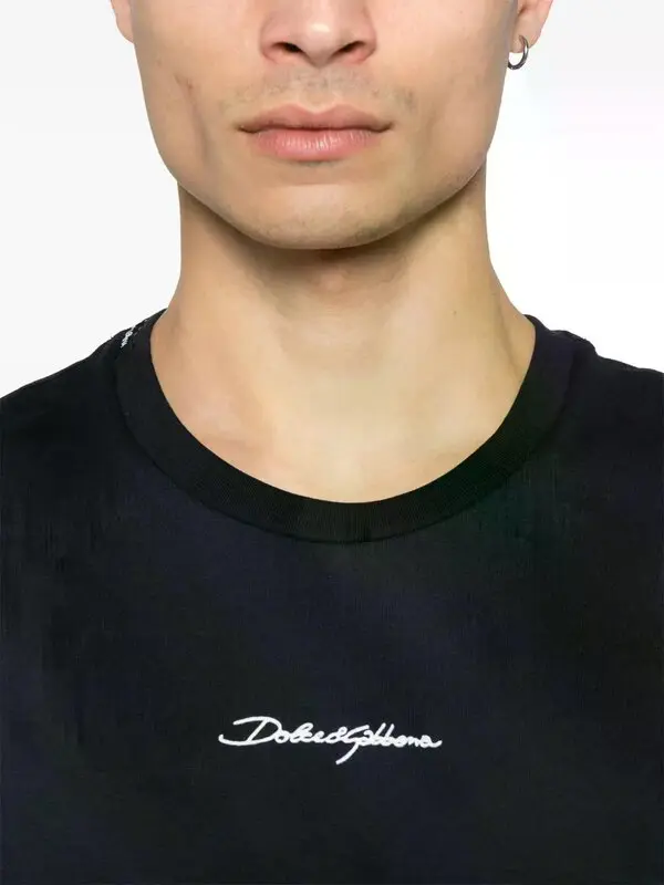 Dolce & Gabbana Logo-embroidered T-shirt - Blue