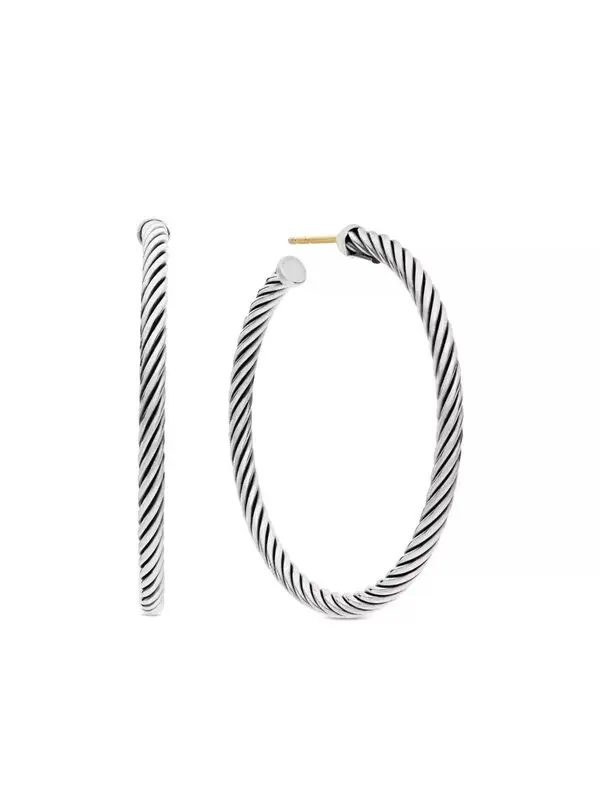 David Yurman Sterling Cable Hoop Earrings - Silver