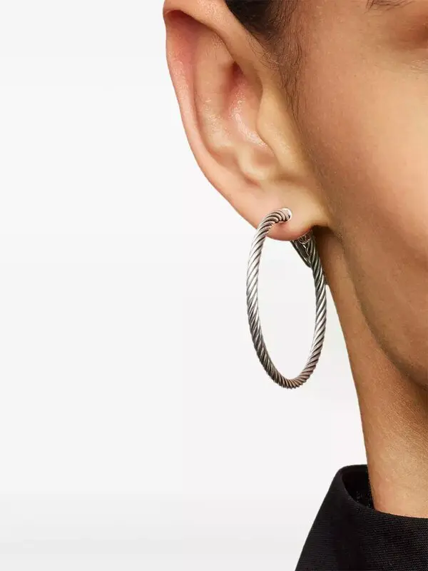David Yurman Sterling Cable Hoop Earrings