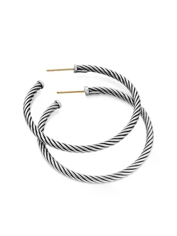 David Yurman Sterling Cable Hoop Earrings