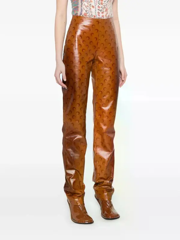 MARINE SERRE Moon Print Leather Trousers