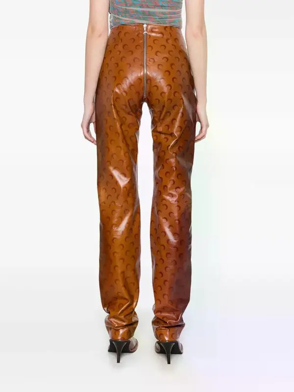 MARINE SERRE Moon Print Leather Trousers