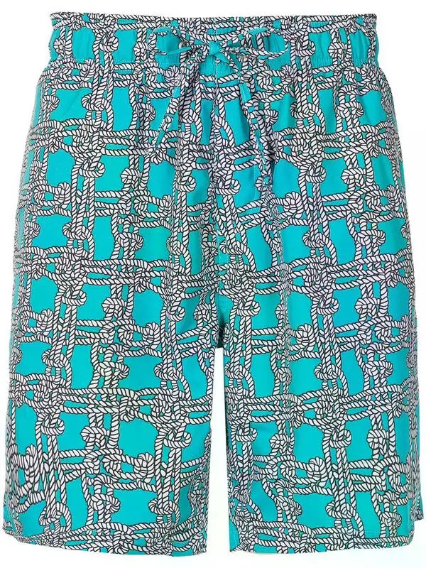 AMIR SLAMA Knot-print Swim Shorts - Blue