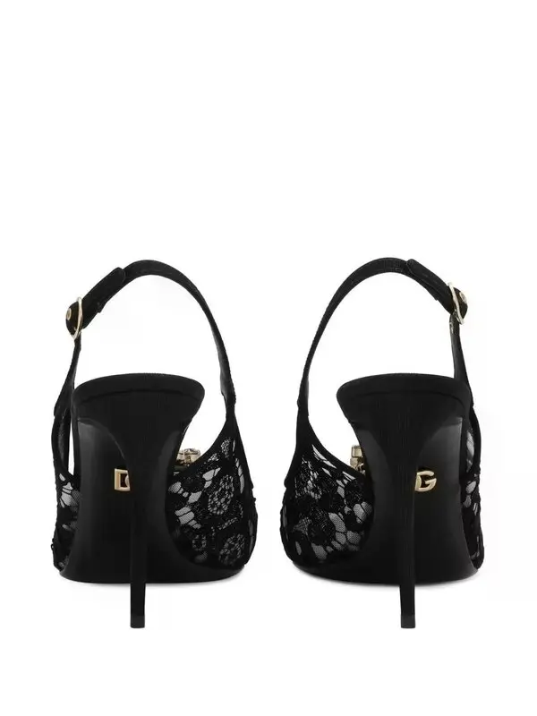 Dolce & Gabbana Crystal-embellished Lace Slingback Pumps