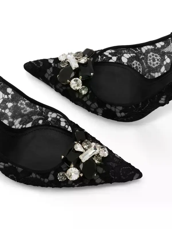 Dolce & Gabbana Crystal-embellished Lace Slingback Pumps
