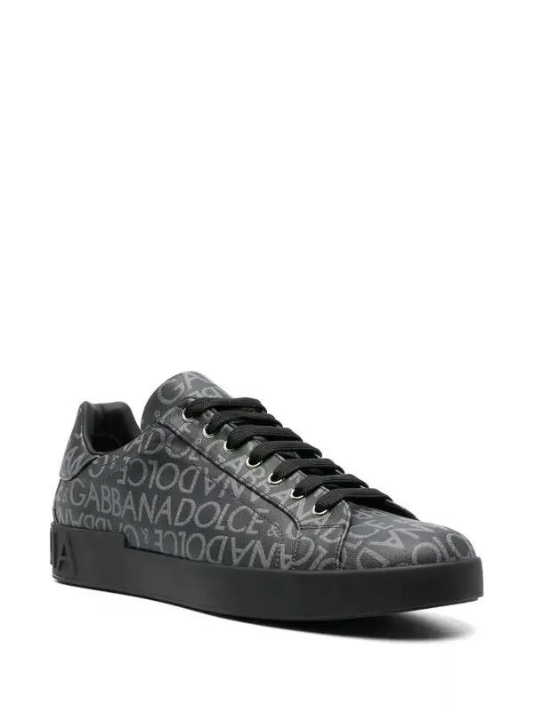 Dolce & Gabbana Portofino Coated Jacquard Sneakers - Black