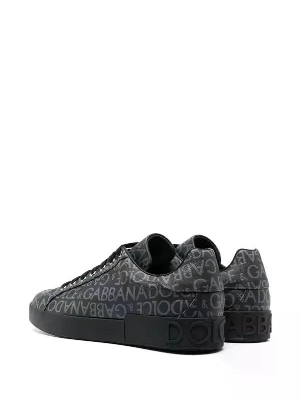 Dolce & Gabbana Portofino Coated Jacquard Sneakers - Black