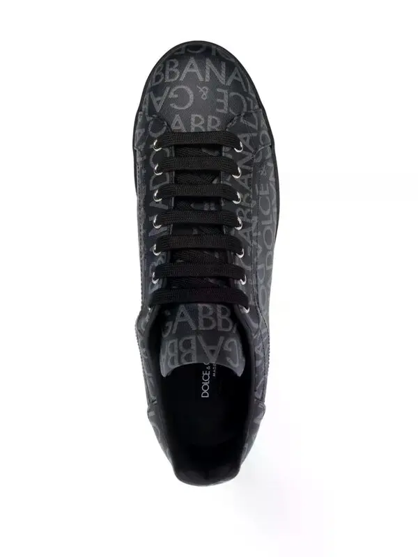 Dolce & Gabbana Portofino Coated Jacquard Sneakers - Black