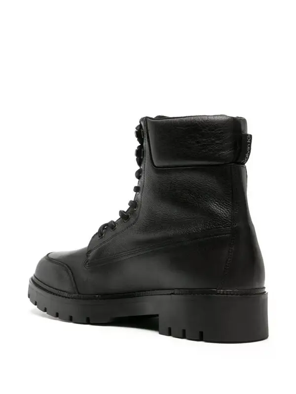 Calvin Klein Logo-patch Leather Ankle Boots