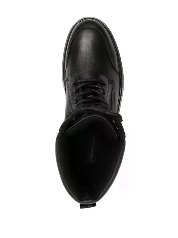 Calvin Klein Logo-patch Leather Ankle Boots