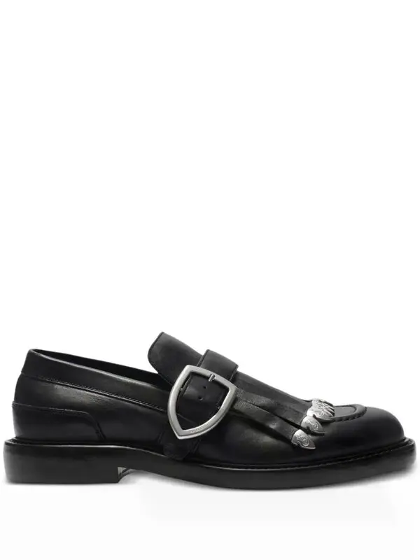 Burberry Calf Leather Loafers With Buckle And Fringe Detail