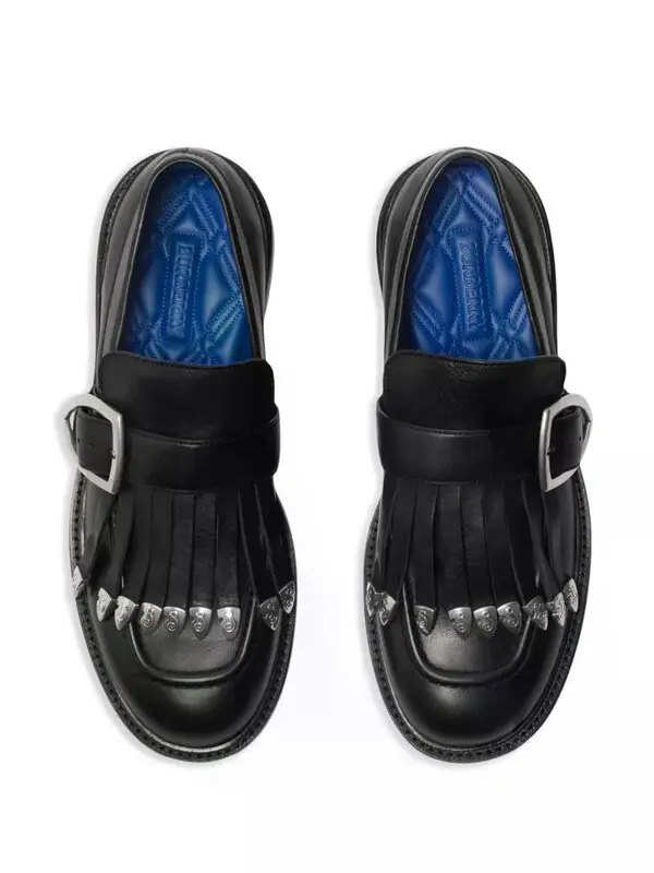 Burberry Calf Leather Loafers With Buckle And Fringe Detail