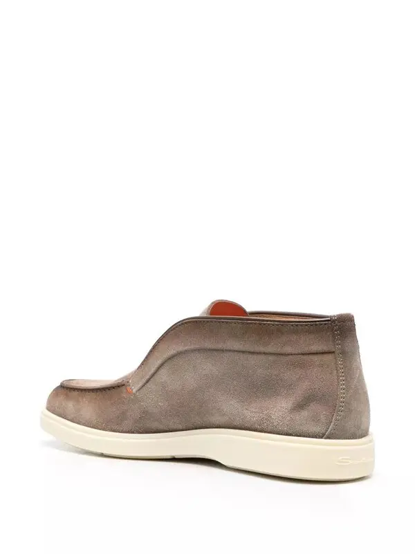 Santoni Suede Slip-on Boots - Brown