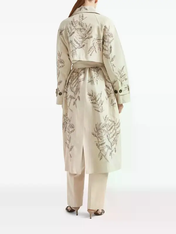 Brunello Cucinelli Flora Embroidered Trench Coat