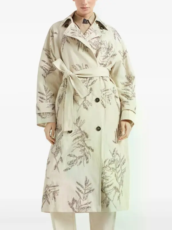 Brunello Cucinelli Flora Embroidered Trench Coat