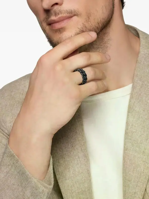 David Yurman Titanium Band Ring With Diamonds - Black