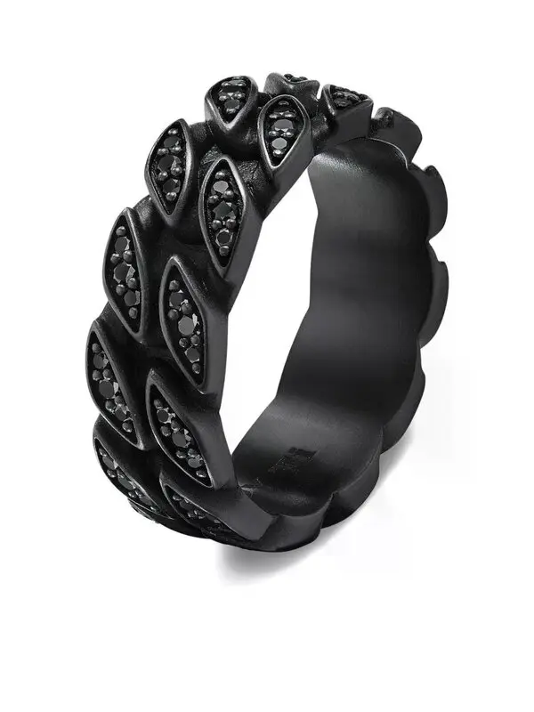 David Yurman Titanium Band Ring With Diamonds - Black