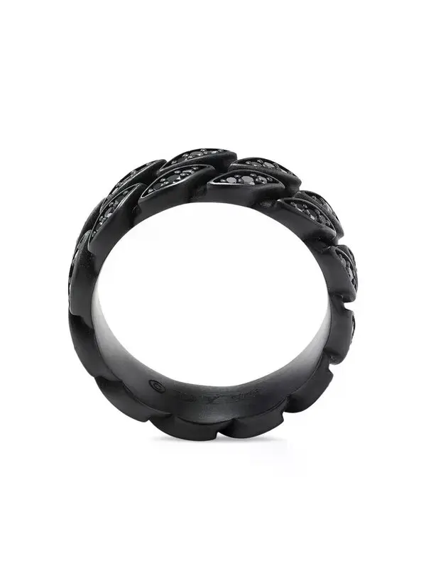David Yurman Titanium Band Ring With Diamonds - Black
