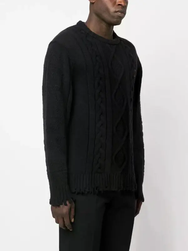 Philipp Plein Cable-knit Distressed-finish Jumper