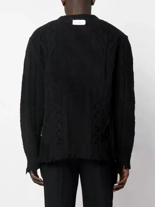 Philipp Plein Cable-knit Distressed-finish Jumper