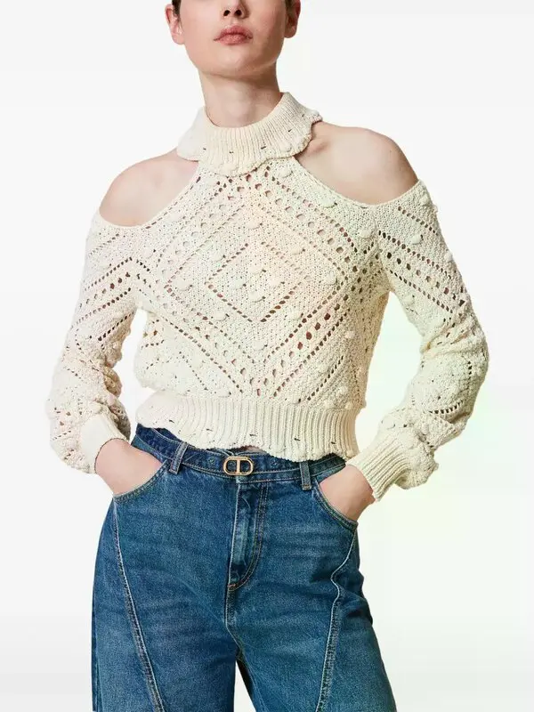 TWINSET Openwork-knit Cropped Sweater