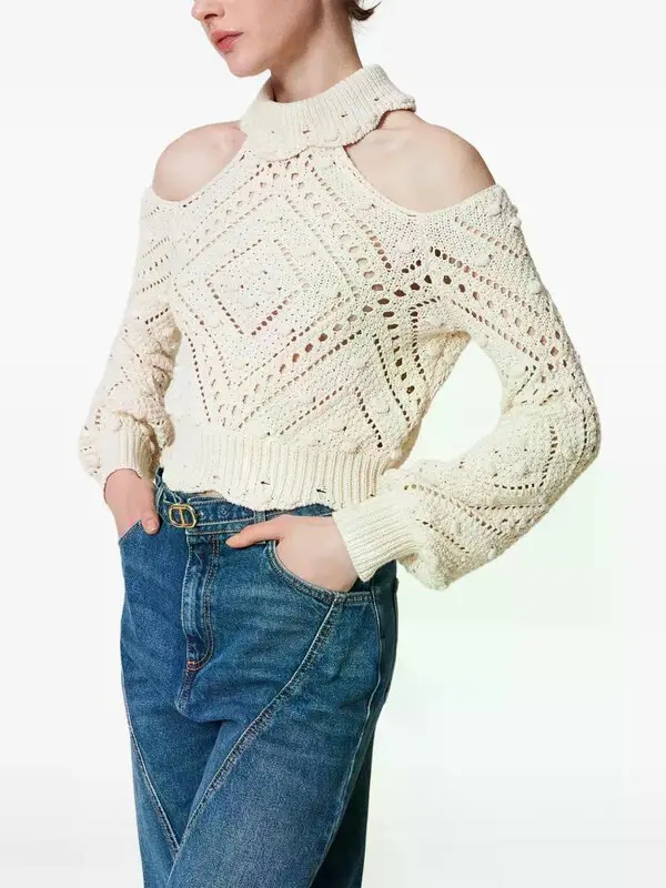 TWINSET Openwork-knit Cropped Sweater