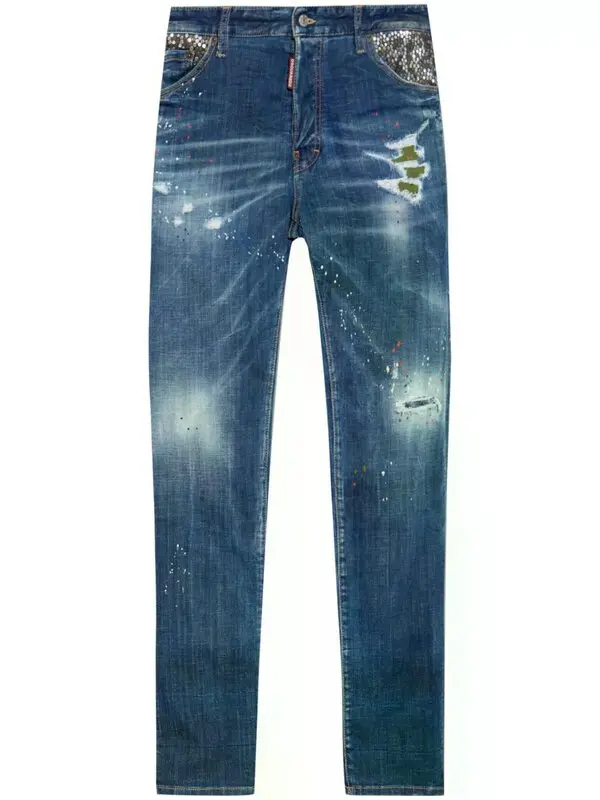 Dsquared2 Distressed Straight Jeans - Blue