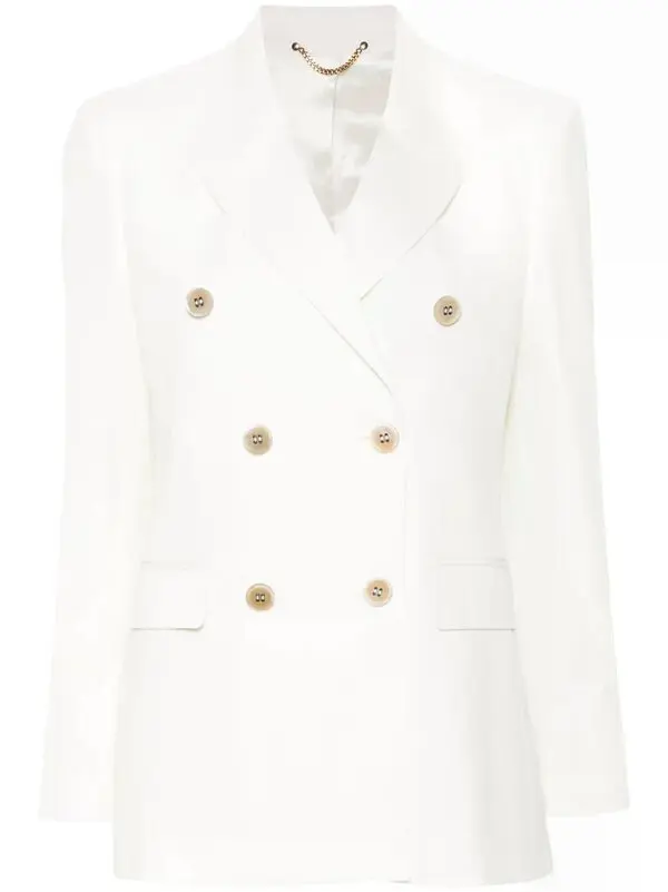 GOLDEN GOOSE Double-breasted Blazer With Gold Star Detail - Neutrals