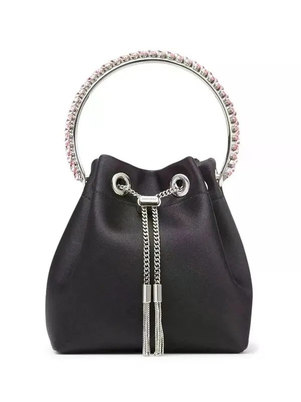 JIMMY CHOO Bon Bon Crystal-embellished Satin Bag - Black