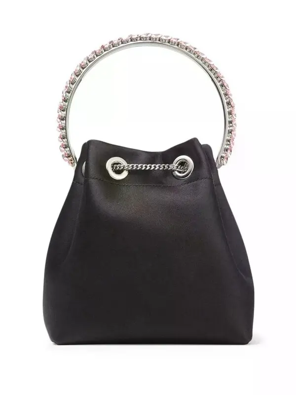 JIMMY CHOO Bon Bon Crystal-embellished Satin Bag - Black