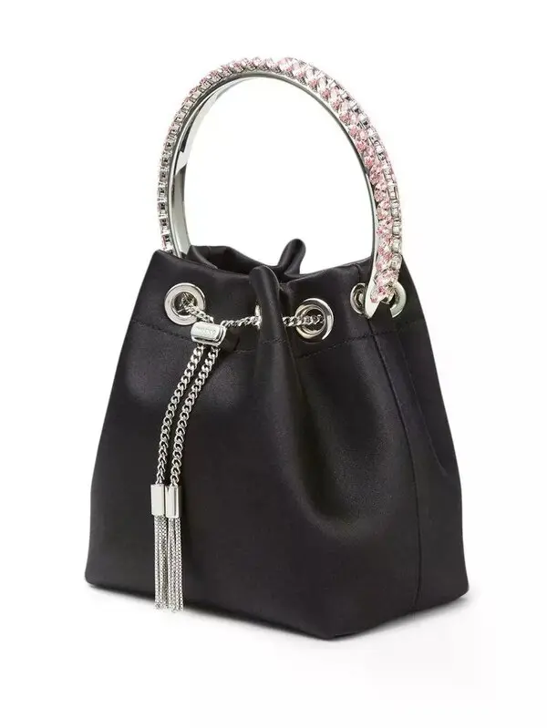 JIMMY CHOO Bon Bon Crystal-embellished Satin Bag - Black