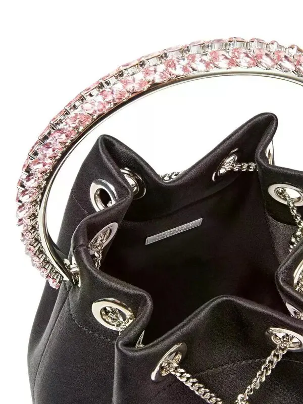 JIMMY CHOO Bon Bon Crystal-embellished Satin Bag - Black