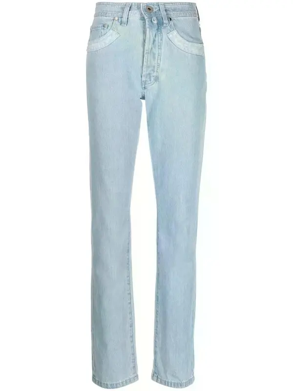 032C Double Shift Ripped-patch Straight-leg Jeans