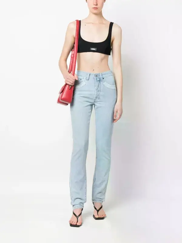 032C Double Shift Ripped-patch Straight-leg Jeans