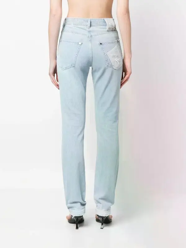 032C Double Shift Ripped-patch Straight-leg Jeans