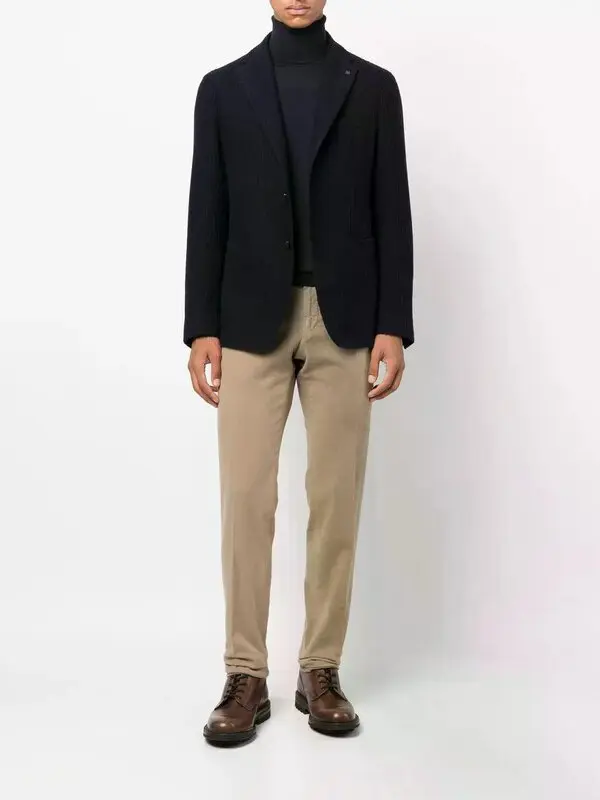 ZANONE Navy Virgin Wool Blend Roll Neck Jumper - Blue