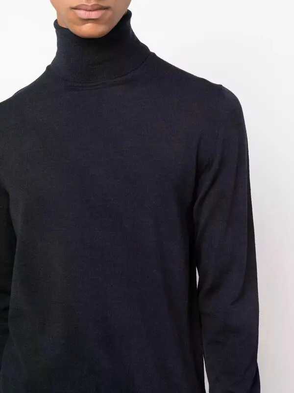 ZANONE Navy Virgin Wool Blend Roll Neck Jumper - Blue