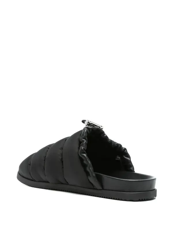 Moncler Padded Drawstring Slippers - Black