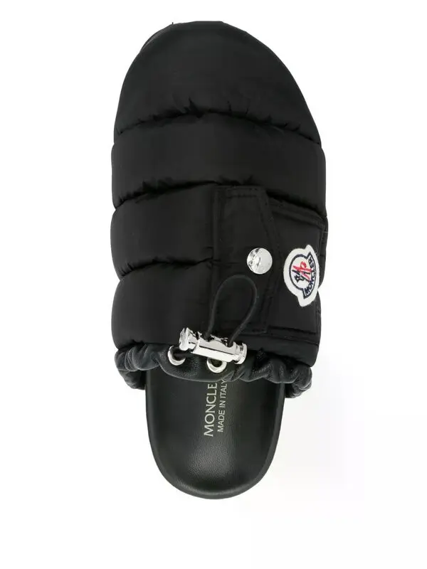 Moncler Padded Drawstring Slippers - Black