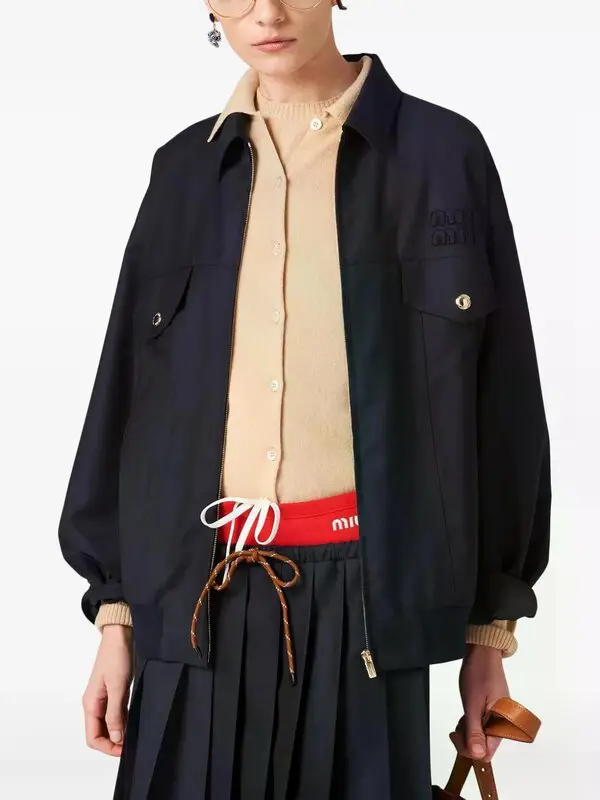 Miu Miu Batavia Wool Bomber Jacket - Blue
