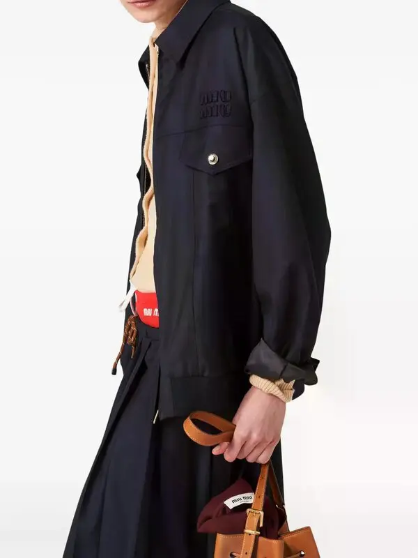 Miu Miu Batavia Wool Bomber Jacket - Blue