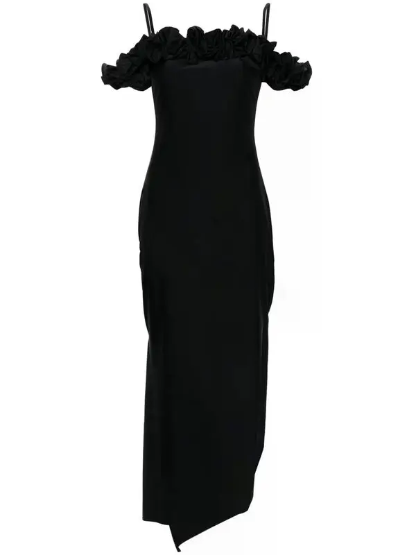Coperni Ruffle-detail Maxi Dress - Black