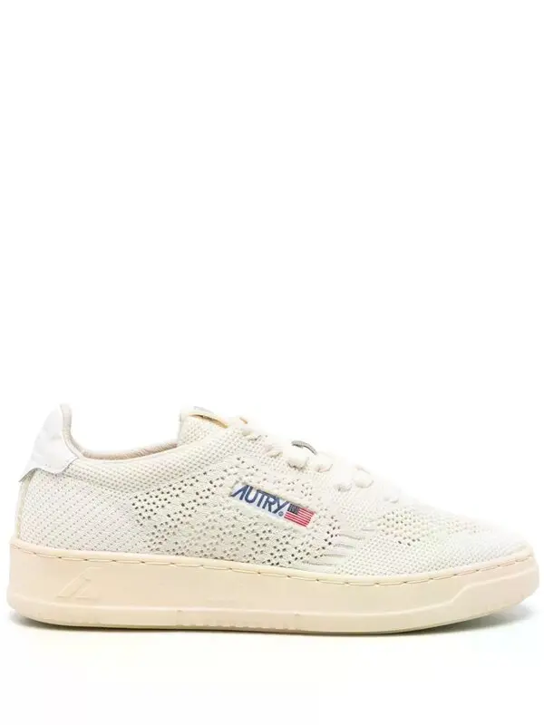 AUTRY Logo-patch Open-knit Sneakers - Neutrals