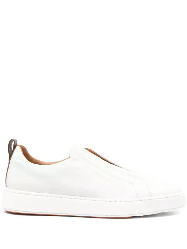 Santoni Logo-print Leather Sneakers - Neutrals