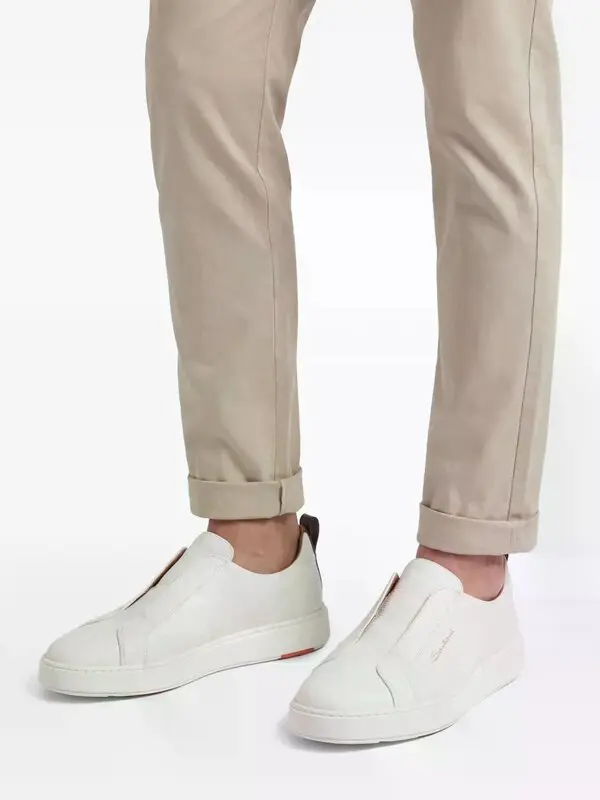 Santoni Logo-print Leather Sneakers - Neutrals
